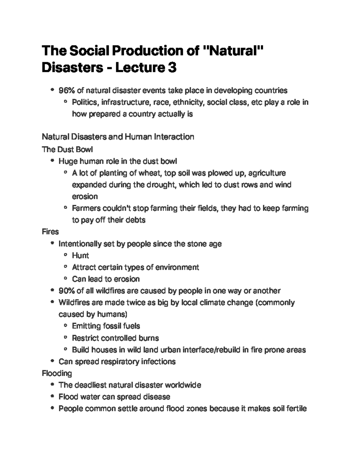 The Social Production of Natural Disasters - Lecture 3 - T h e S o c i ...