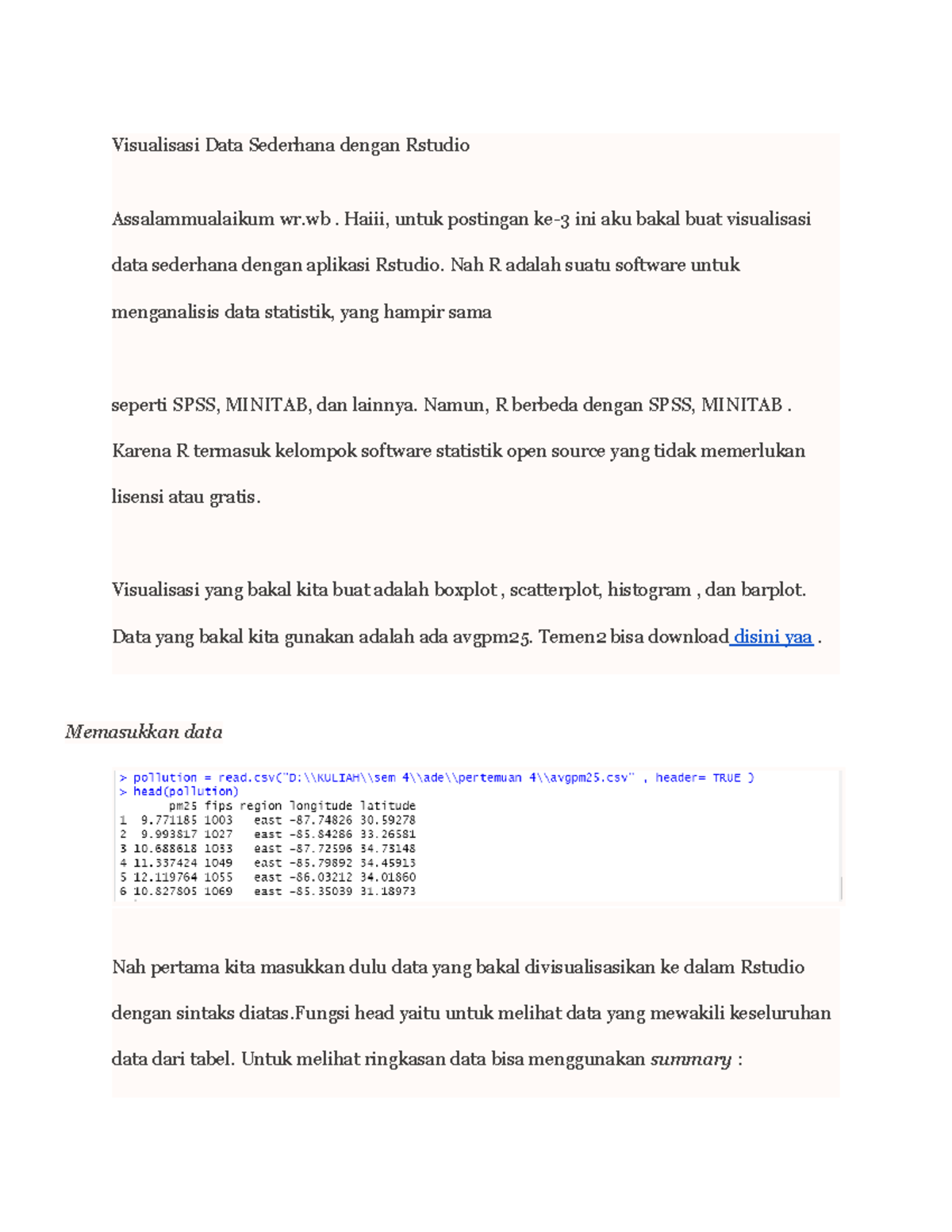 Data Mining - Visualisasi data Sederhana dengan Rstudio - Visualisasi Data Sederhana dengan ...