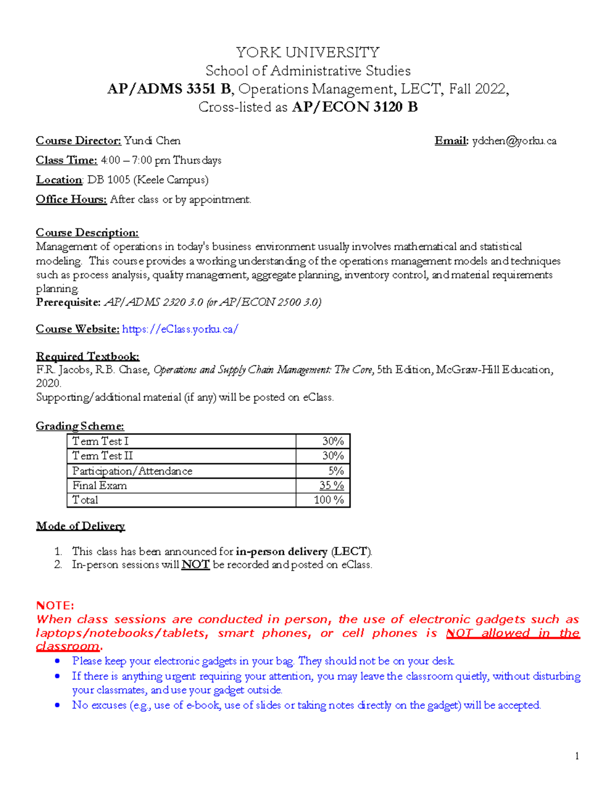 ADMS 3351 B Course Outline - Thursdays - Fall 2022 - YORK UNIVERSITY ...