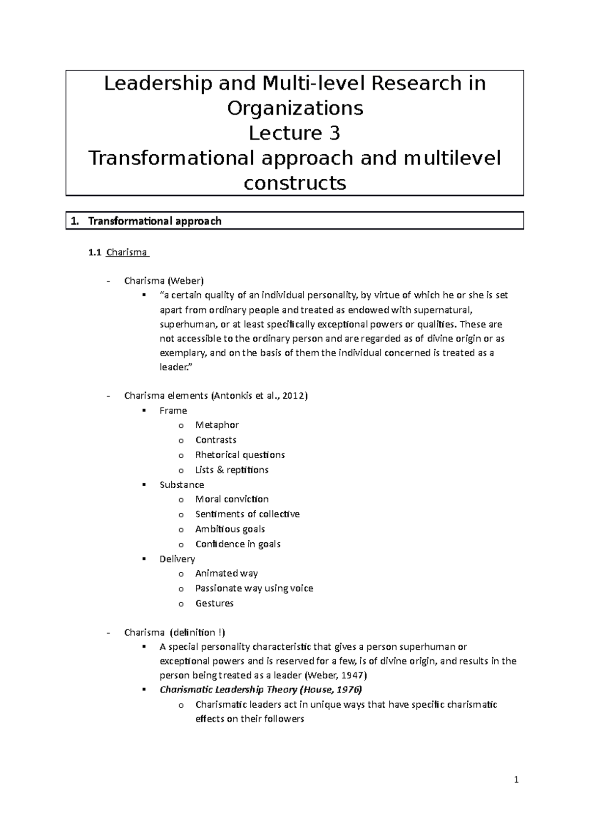 Leadership and multi-level research in organizations lecture 3 ...