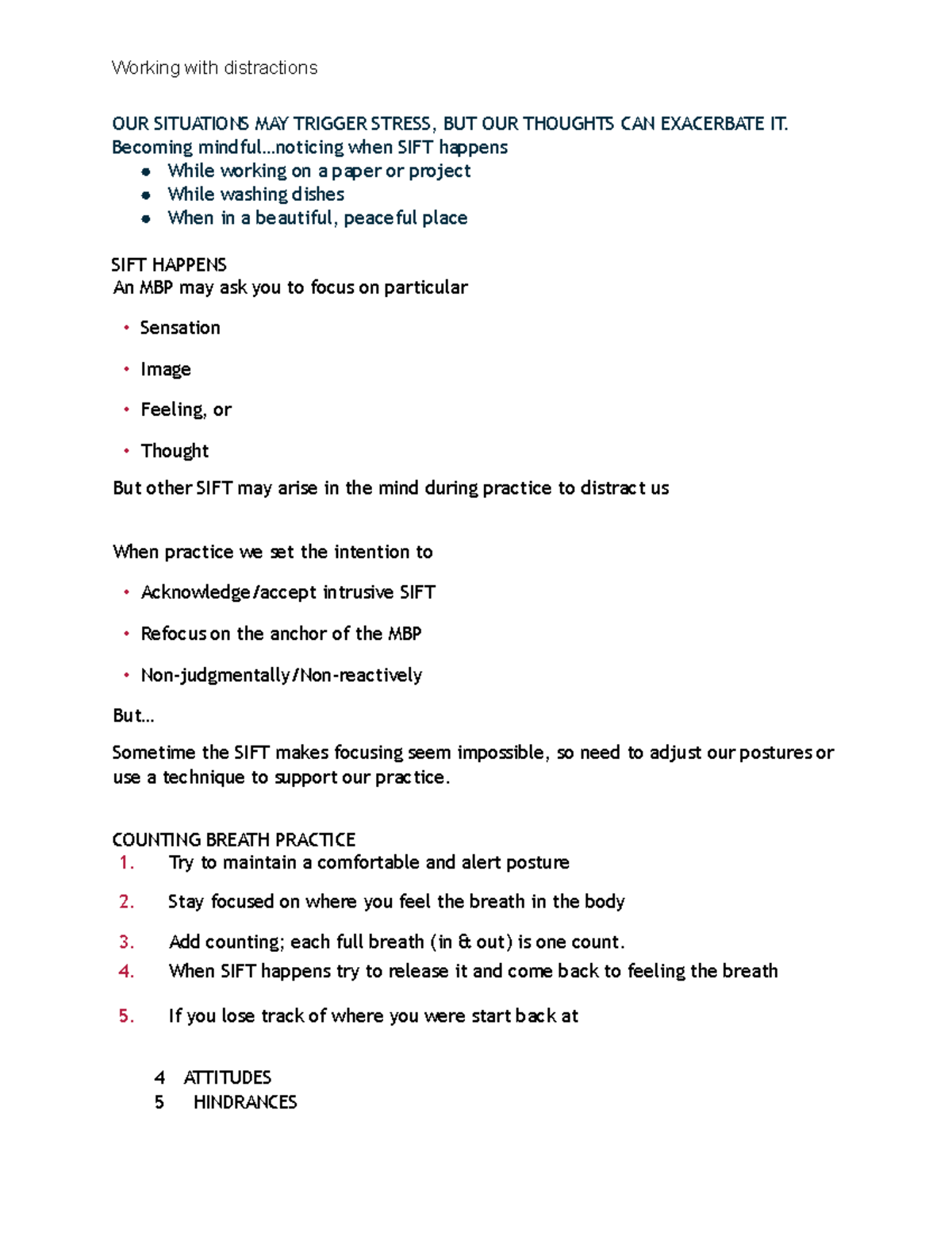 SIFT Happens - Exploring our sensations, imagery, feelings, and ...