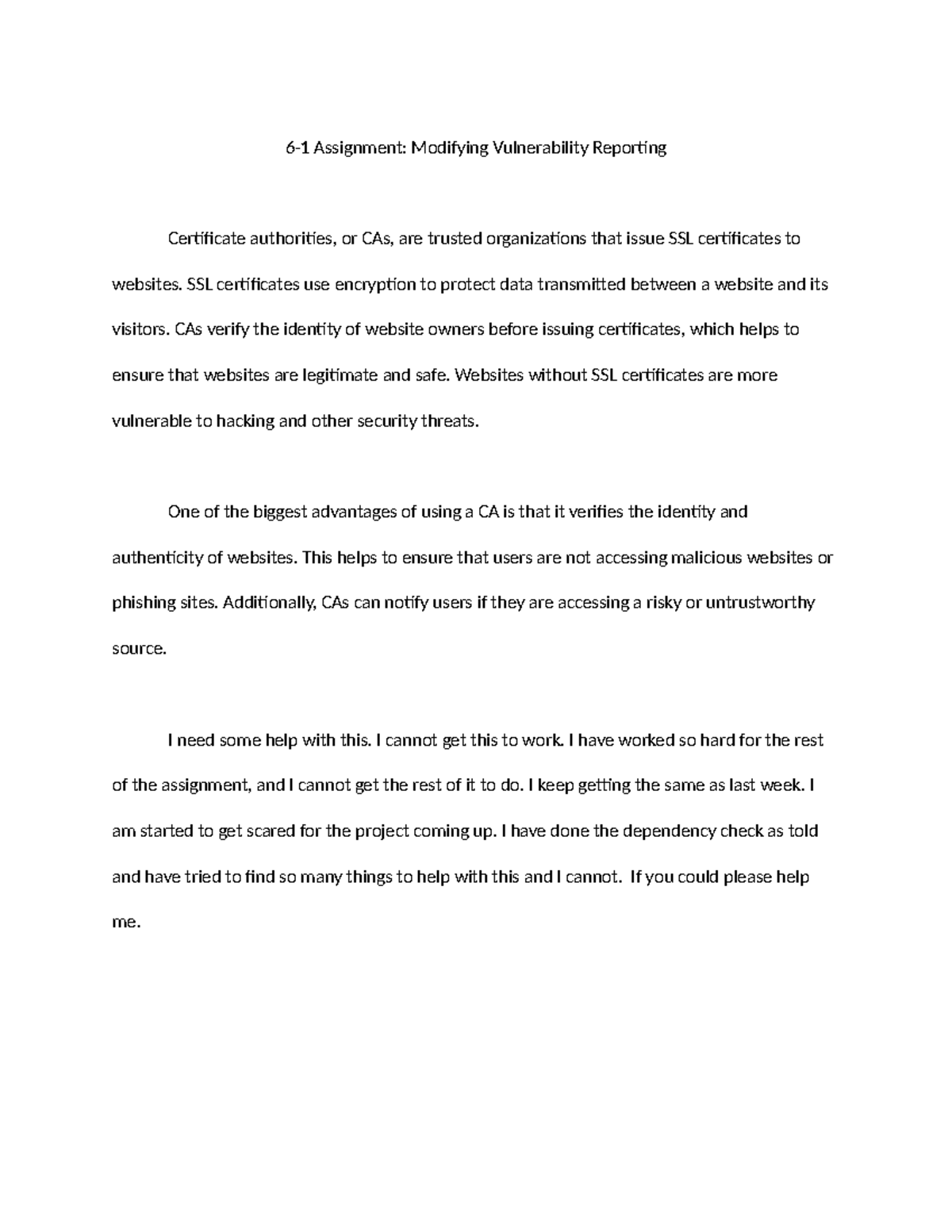 6-1 Coding Assignment - 6-1 Assignment: Modifying Vulnerability Reporting Certificate ...