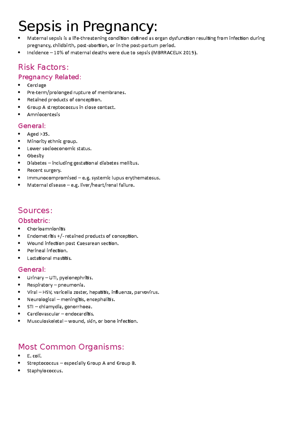 Tutorial - Sepsis in Pregnancy - Sepsis in Pregnancy: Maternal sepsis ...