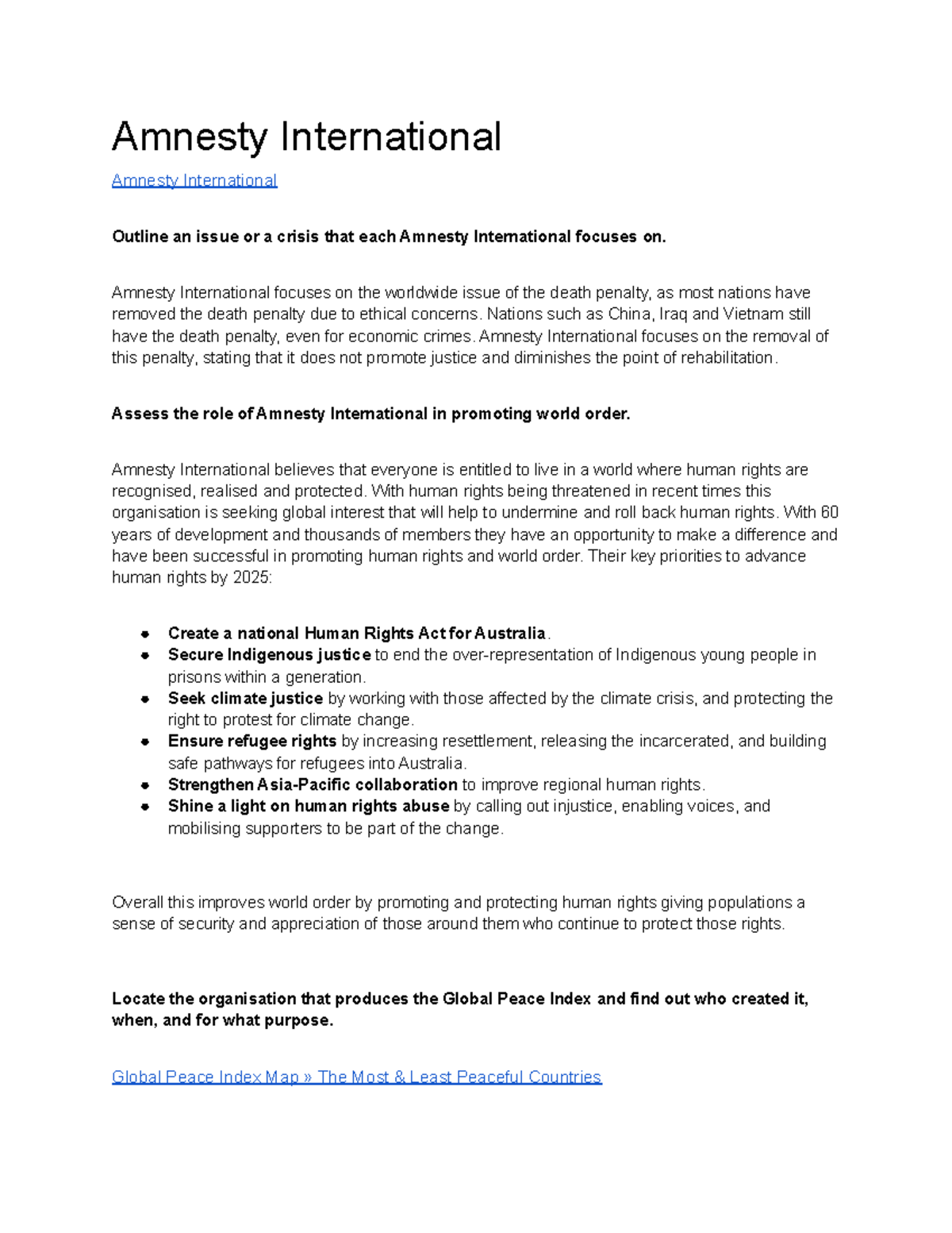 NGO's- Legal Studies HSC - Amnesty International Amnesty International ...