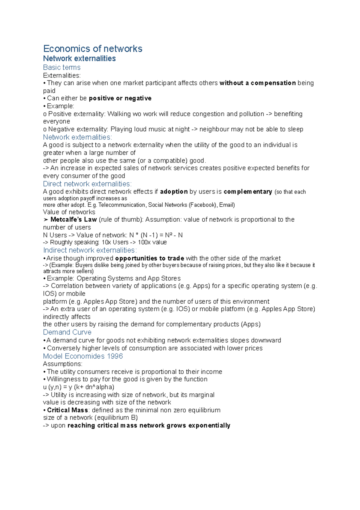Economics of networks - Economics of networks Network externalities ...