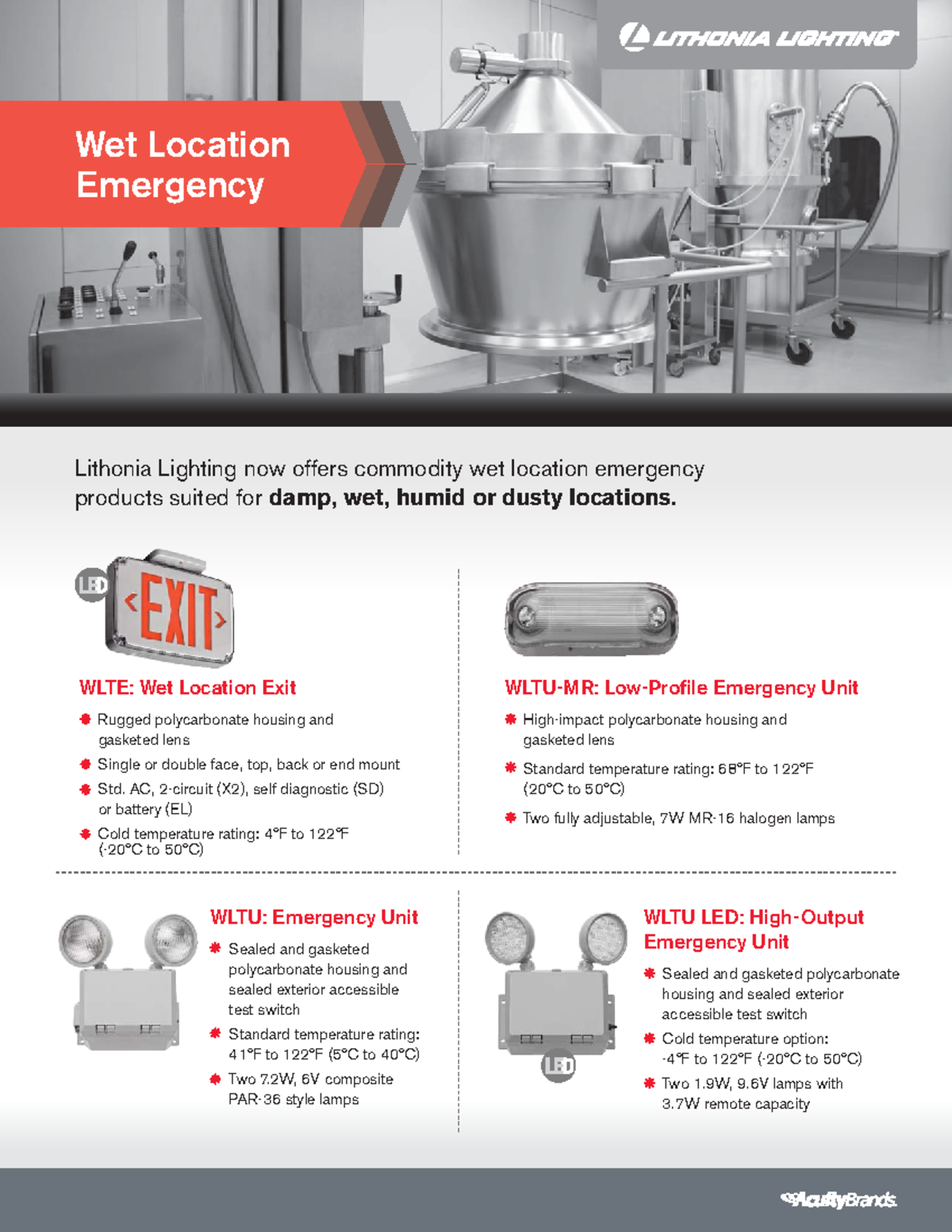 Wet location sell sheet - WLTE: Wet Location Exit Rugged polycarbonate ...