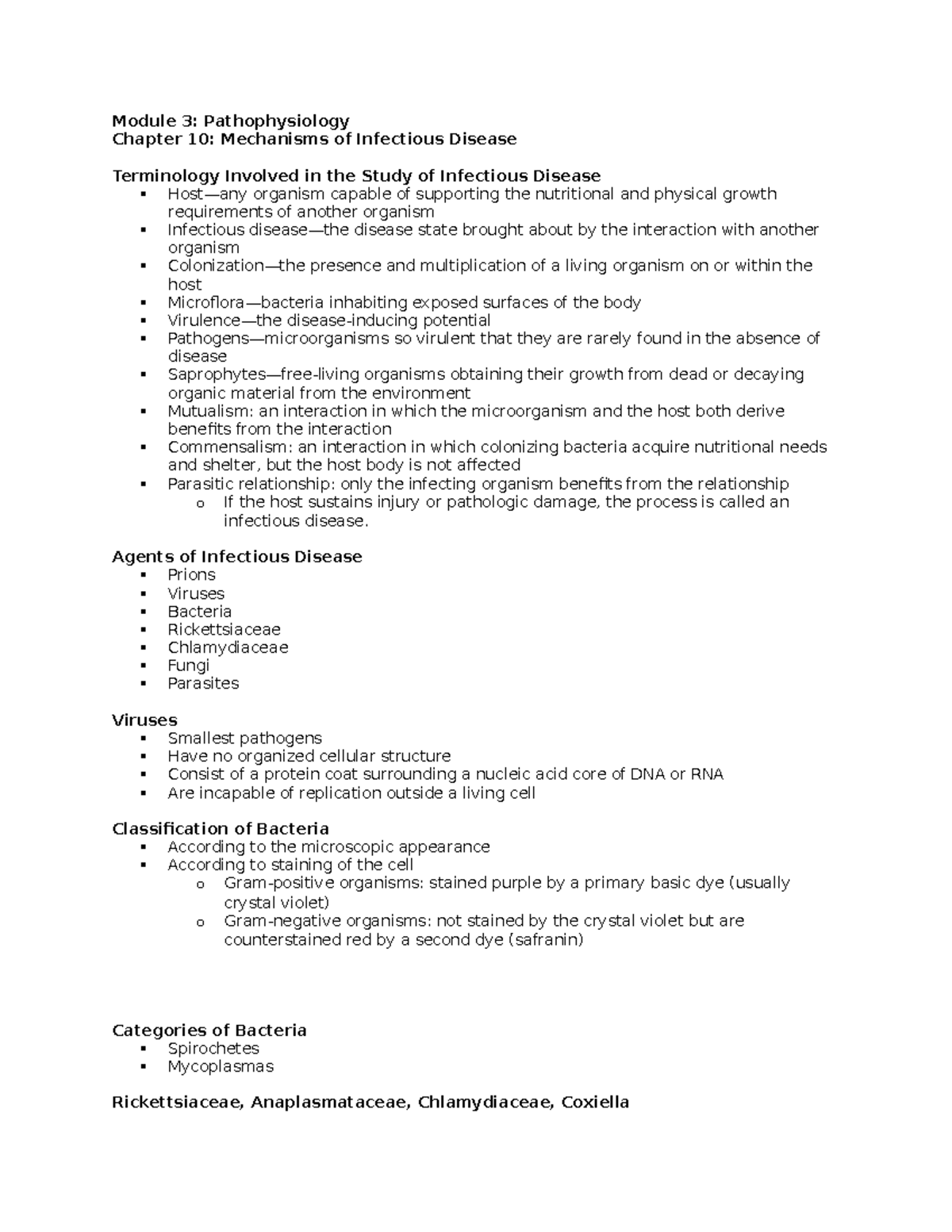 Ch10Notes - Dr.Doak Nursing Patho - Module 3: Pathophysiology Chapter ...