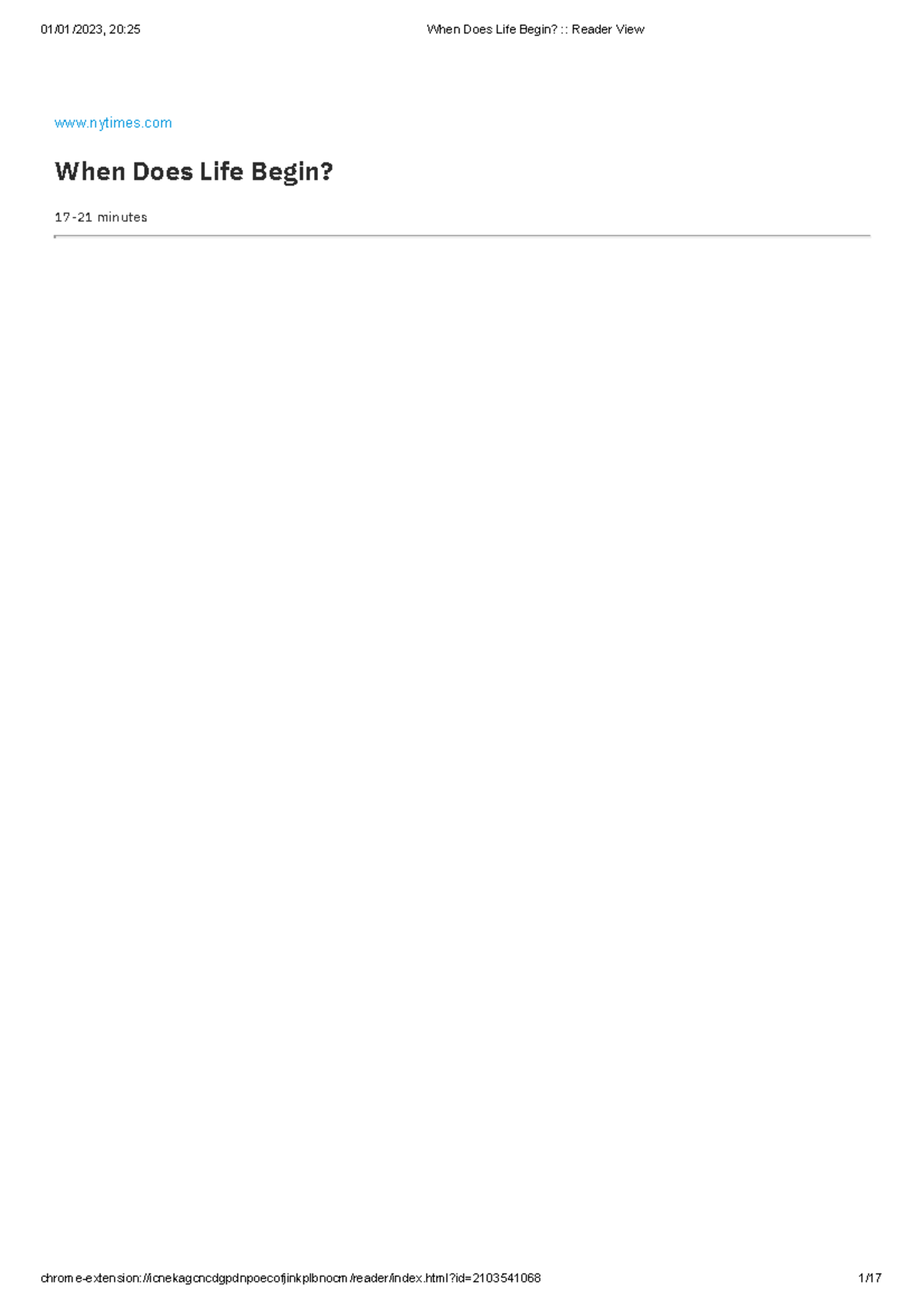 When Does Life Begin Reader View - nytimes When Does Life Begin? 17-21 ...