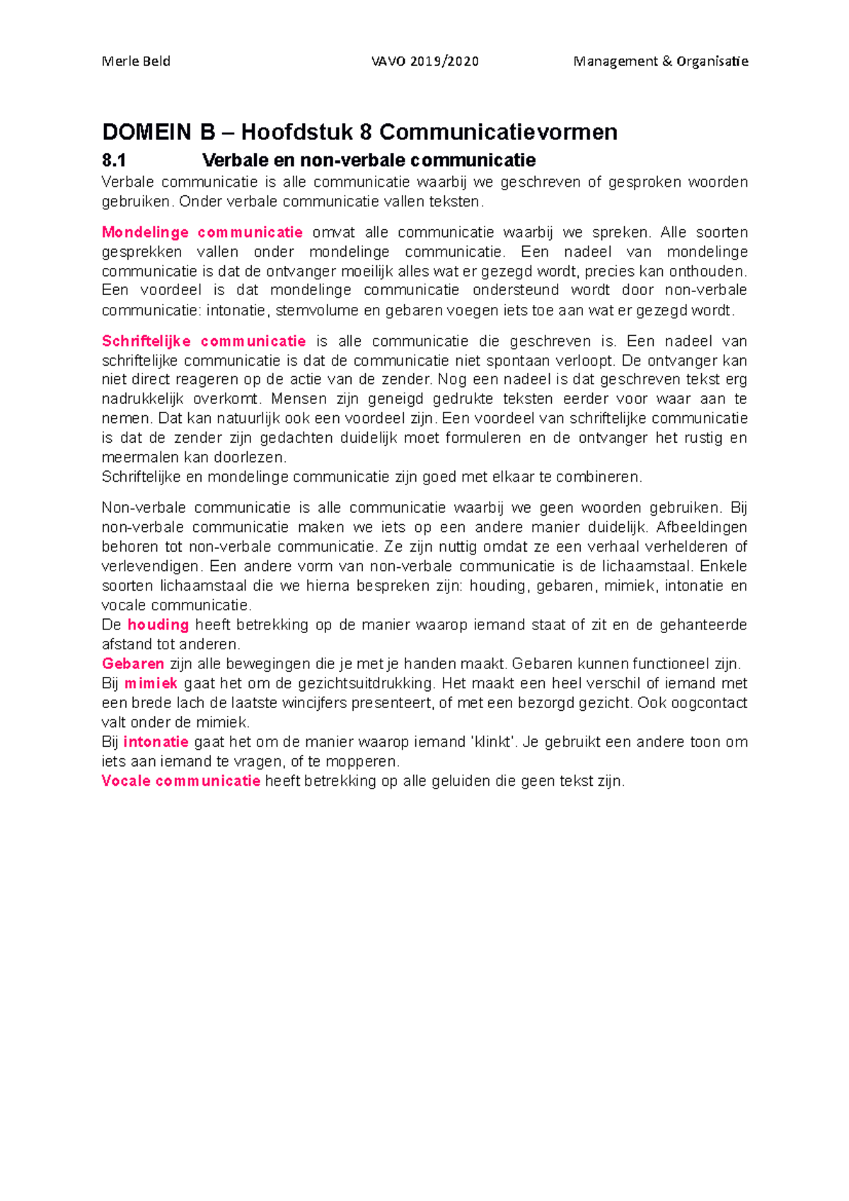 Domein B Hoofdstuk 8 Communicatievormen - DOMEIN B – Hoofdstuk 8 ...