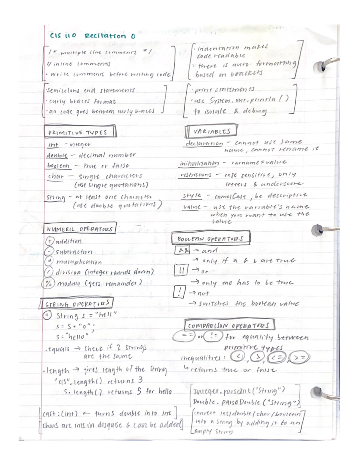 CIS110 W0 - Types, Variables, Operators - CIS 110 - StuDocu