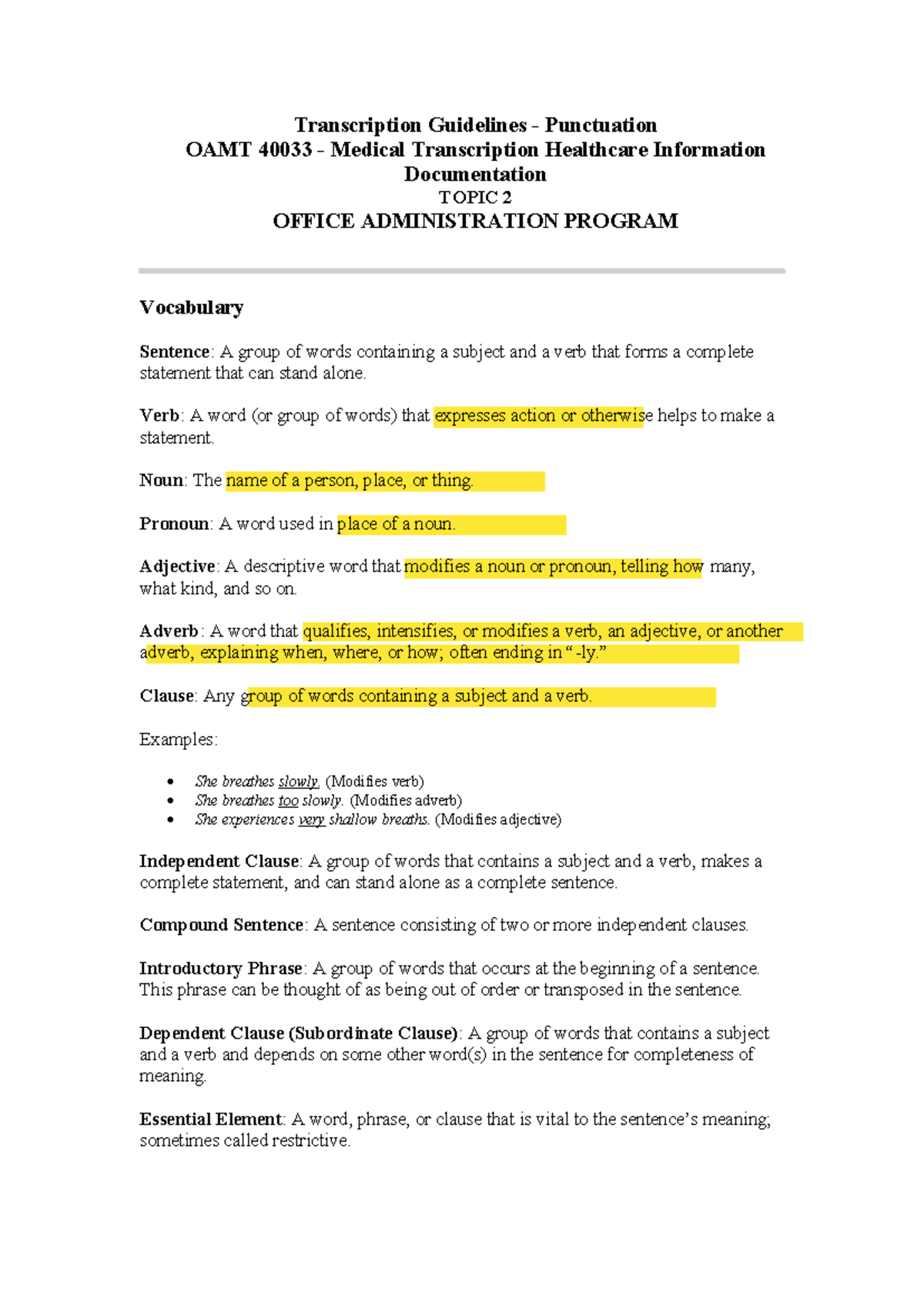 Transcription-Guidelines - Transcription Guidelines - Punctuation OAMT ...