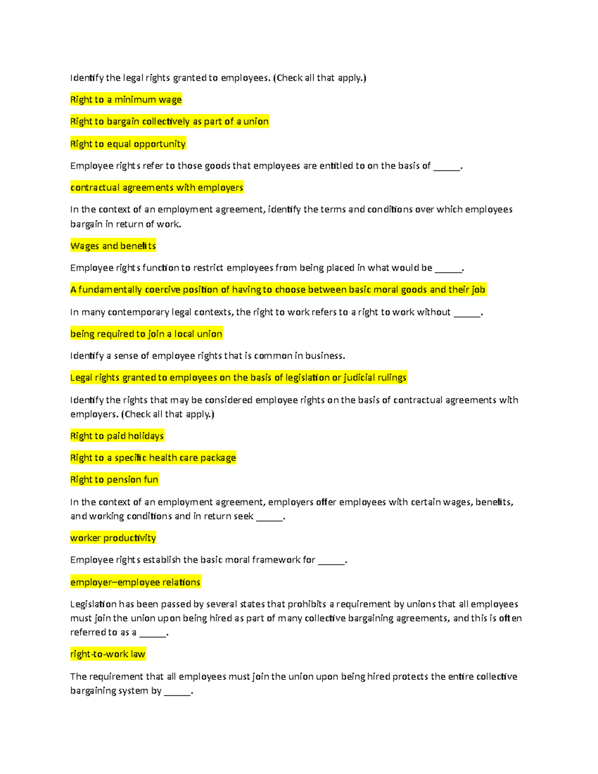 Smart Book 6 - Identify the legal rights granted to employees. (Check ...