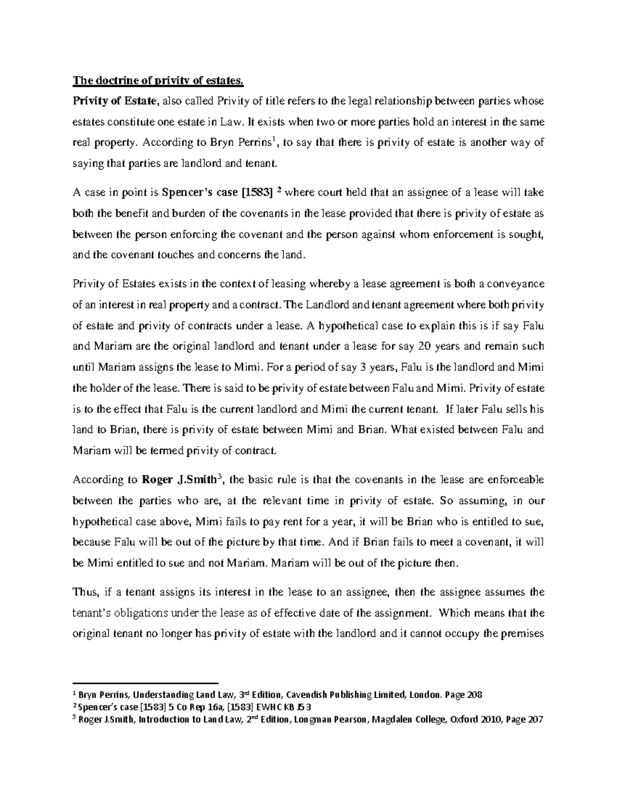 Privity of estates - Privity of Estate, also called Privity of title ...