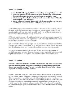 Module 3 short answer - Module Three Question 1 In the textbox provided, brainstorm a list of ...