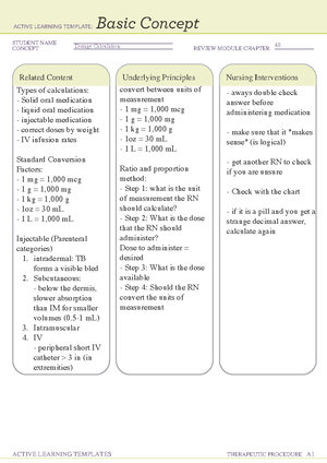 ATI 2 - Basic Concept form - STUDENT NAME PROCEDURE NAME REVIEW MODULE ...
