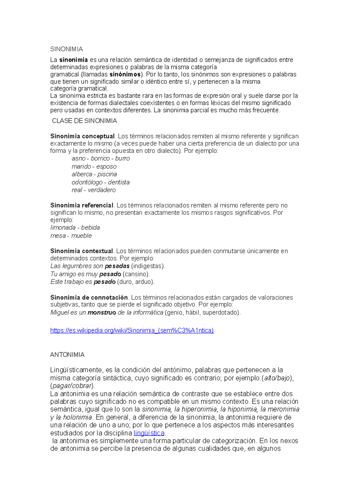 Sinonimia - Apuntes 2-6-4 - SINONIMIA La sinonimia es una relación ...