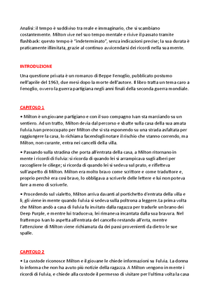 Una questione privata - Riassunto del libro dettagliato per capitoli ...