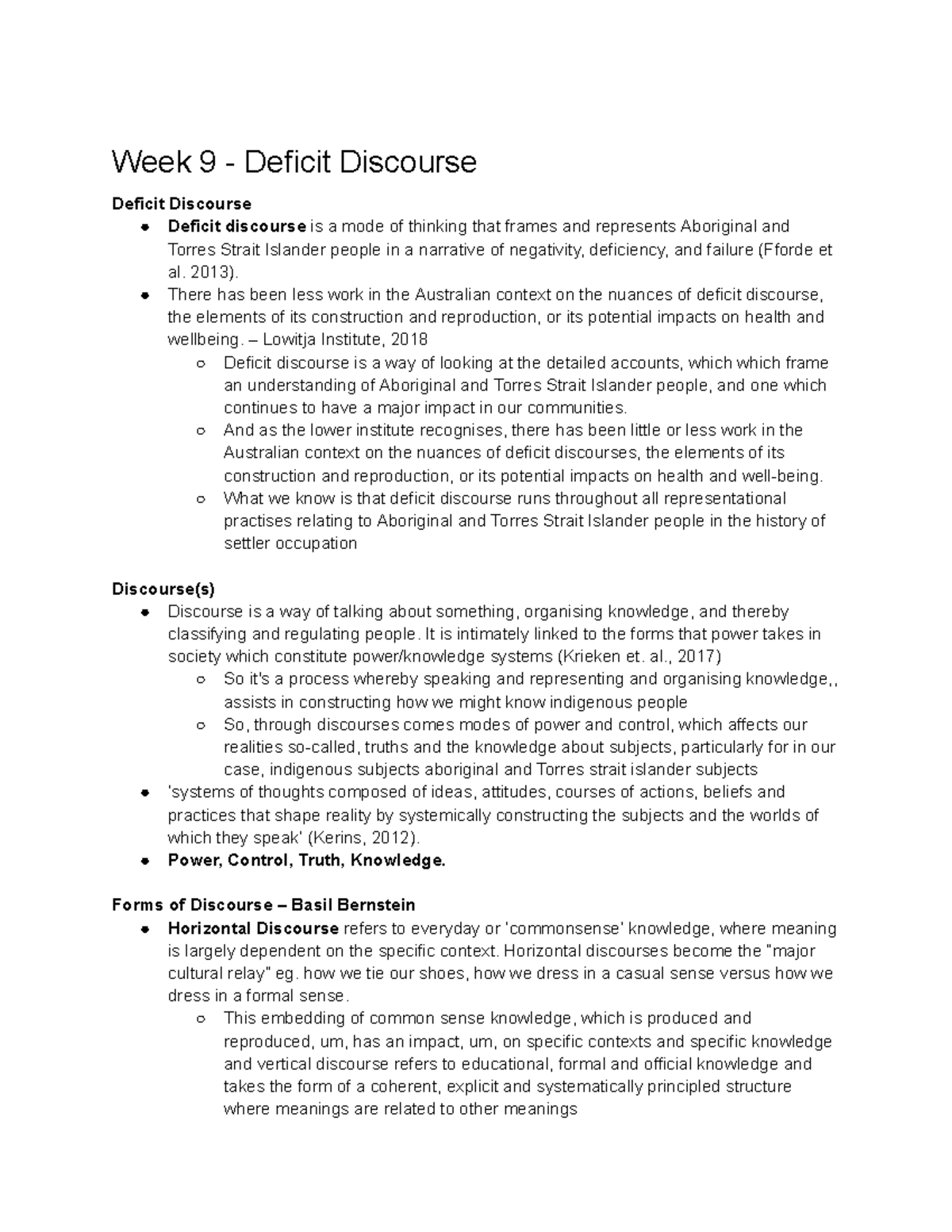 ABST week 9 - lecture notes - Week 9 - Deficit Discourse Deficit ...