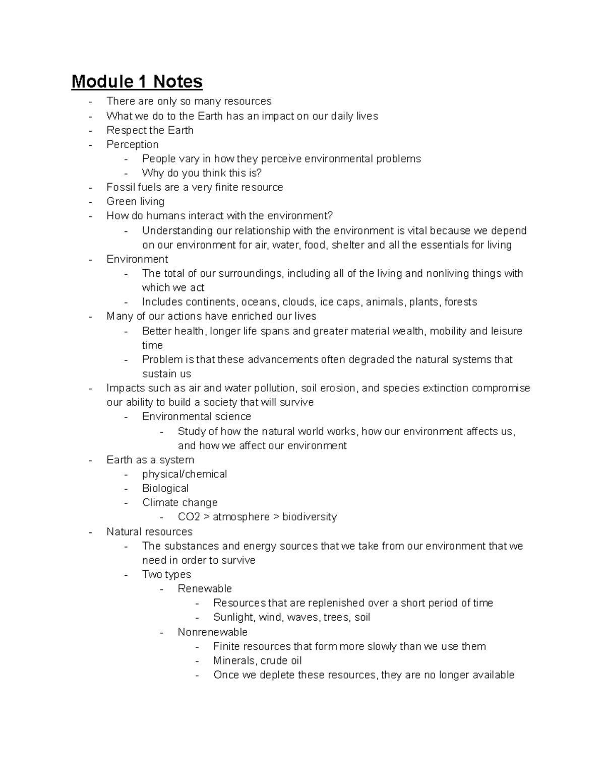 Module 1 Notes - Module 1 Notes There are only so many resources What ...