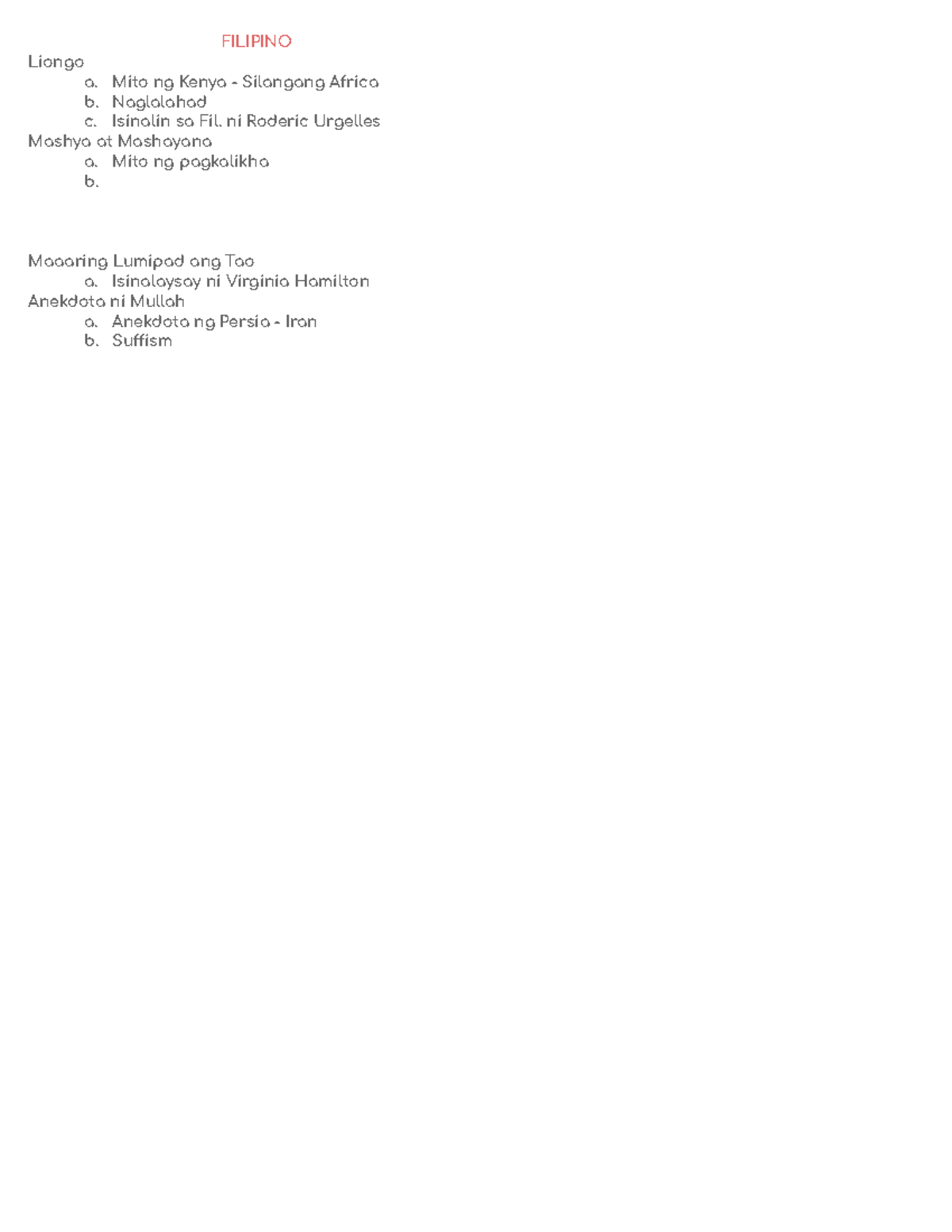 Untitled document - Social Studies Grade 10 - FILIPINO Liongo a. Mito ...