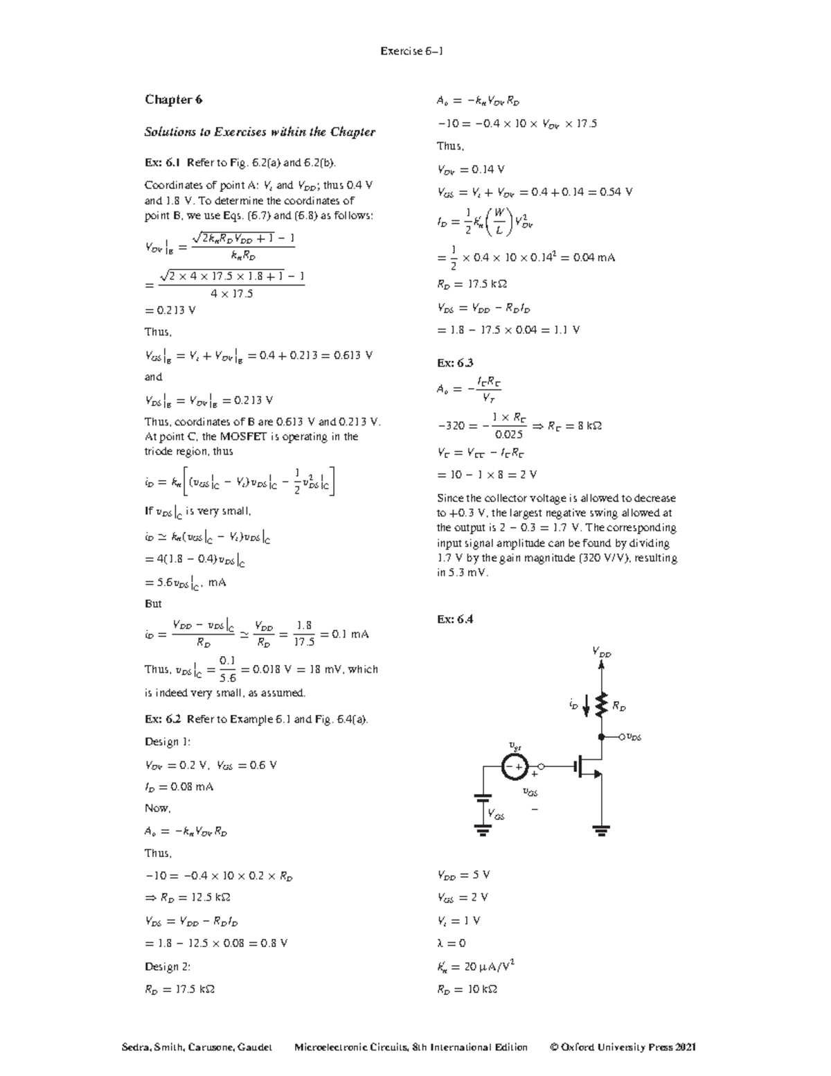 Sedra Smith 8Xe Chapter 06 Solutions - Exercise 6– Chapter 6 Solutions to Exercises within the ...