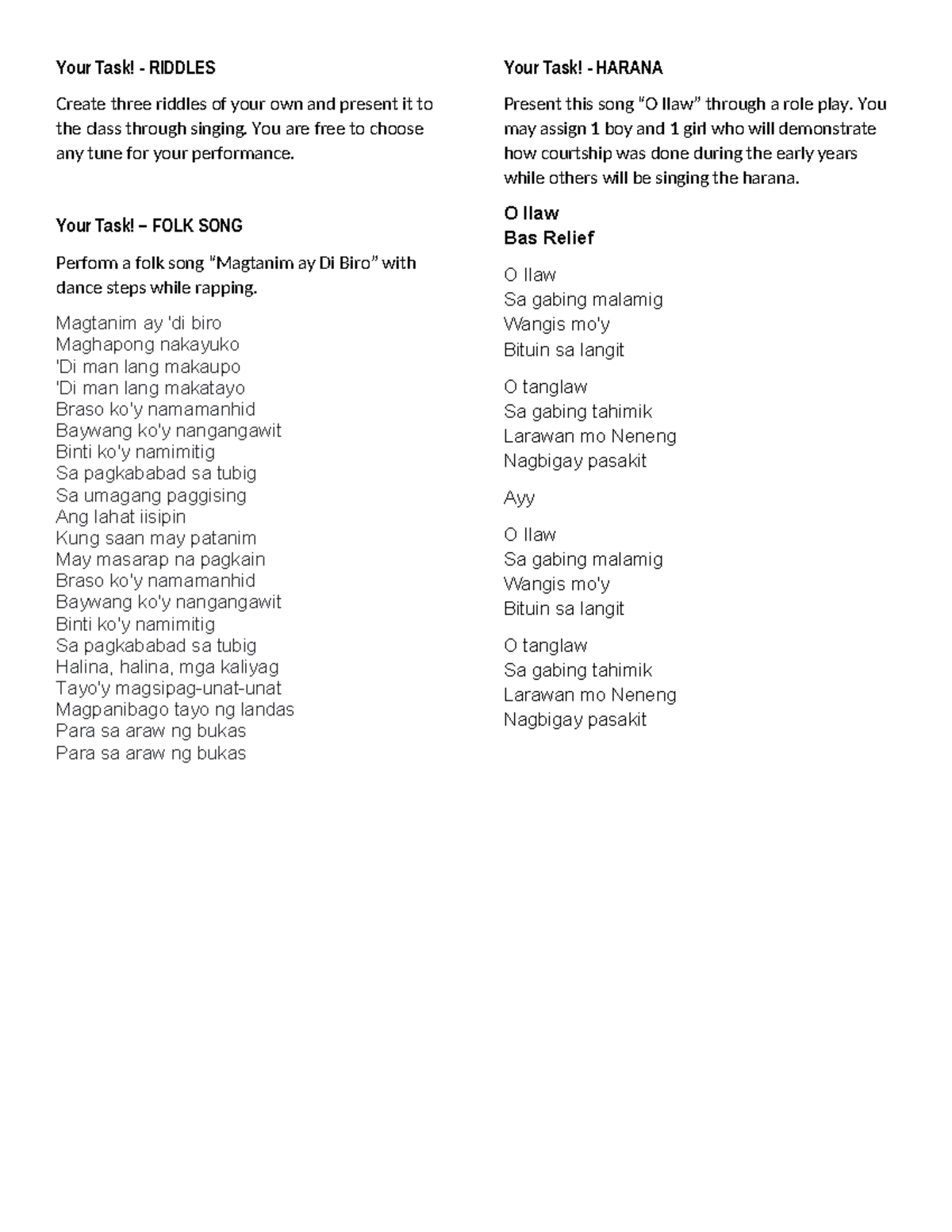 Group Activity - lit - Your Task! - RIDDLES Create three riddles of ...