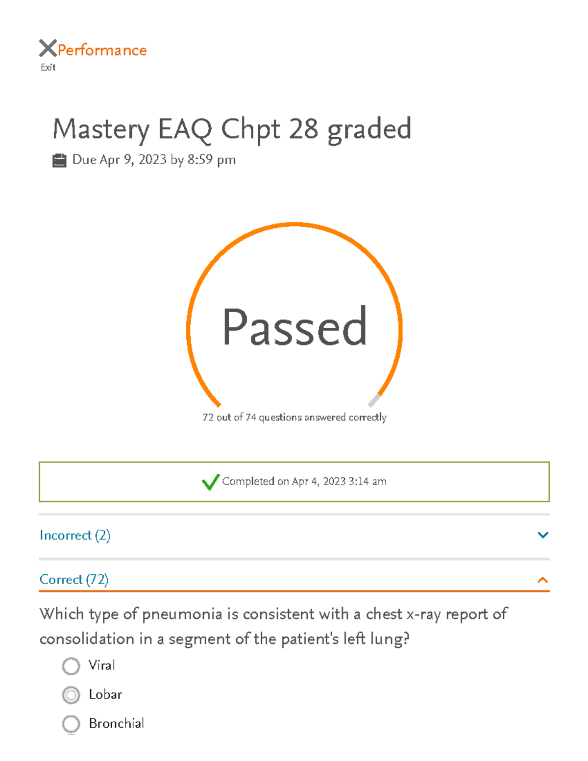 EAQ Chpt 28 graded - Exit Performance Mastery EAQ Chpt 28 graded Due ...