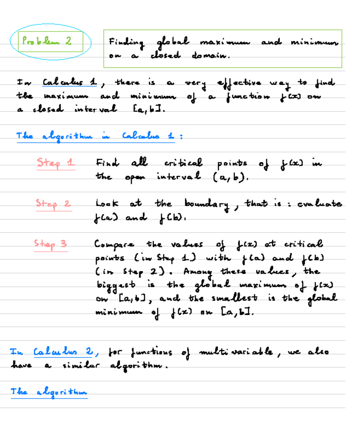 Finding Global Extrema Problem 2 Finding Global Maximum And Minimum On A Closed Domain In