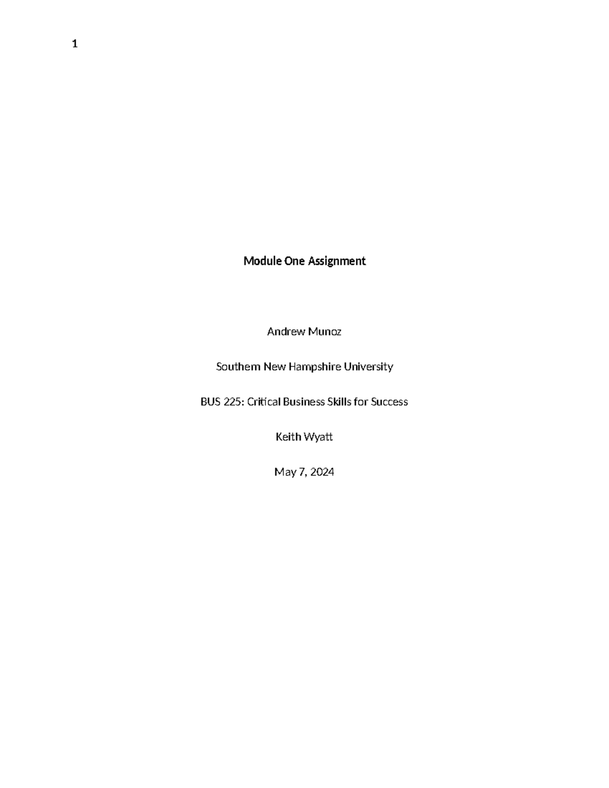 BUS225 Module One Assignment - Module One Assignment Andrew Munoz ...
