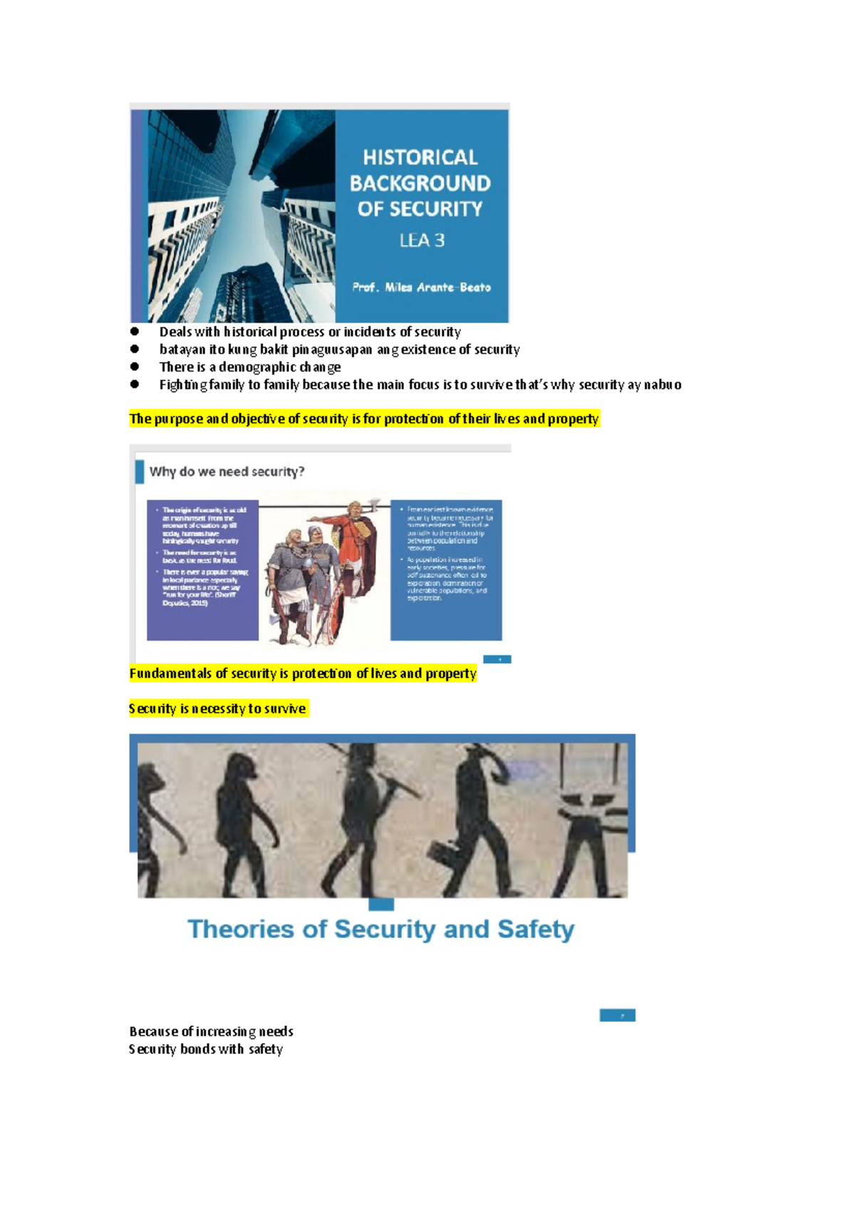 Lea 3 discussion - lea 3 - Deals with historical process or incidents of security batayan ito ...