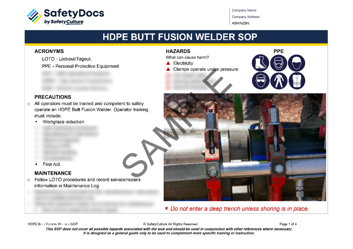 60279-3 HDPE Butt Fusion Welding Safe Operating Procedure- Sample ...