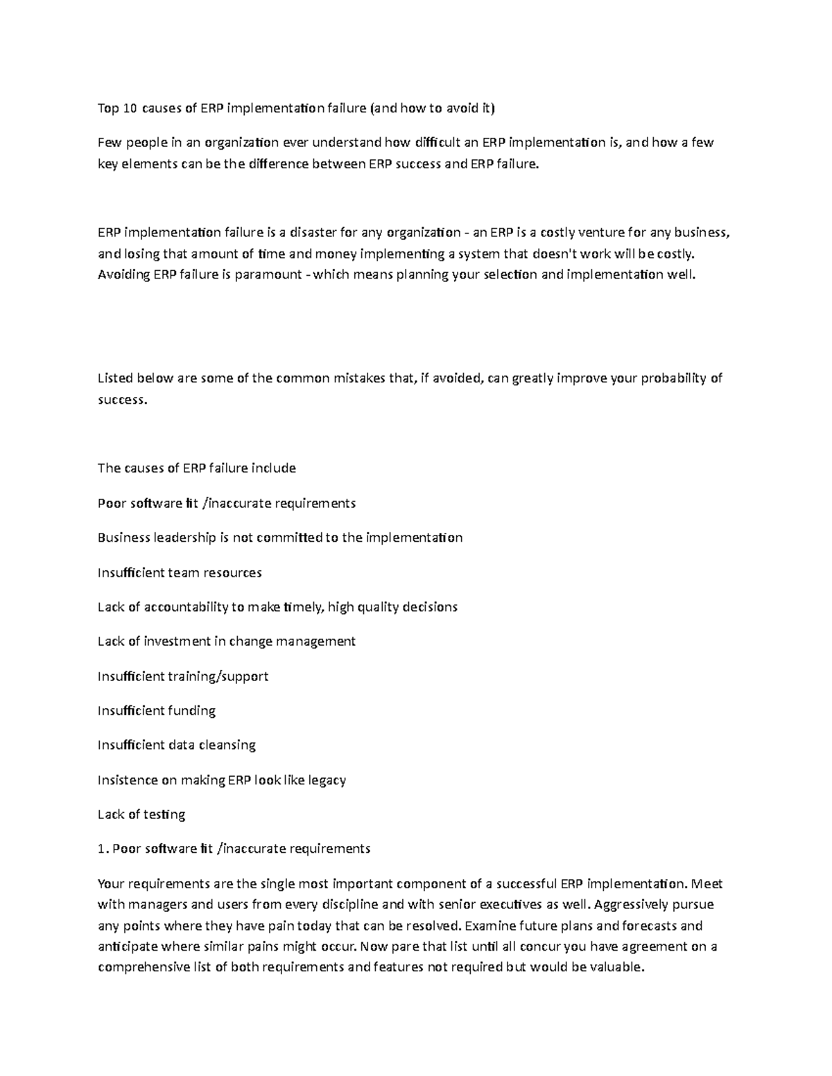 Top 10 causes of ERP implementation failure (and how to avoid it) - ERP implementation failure ...