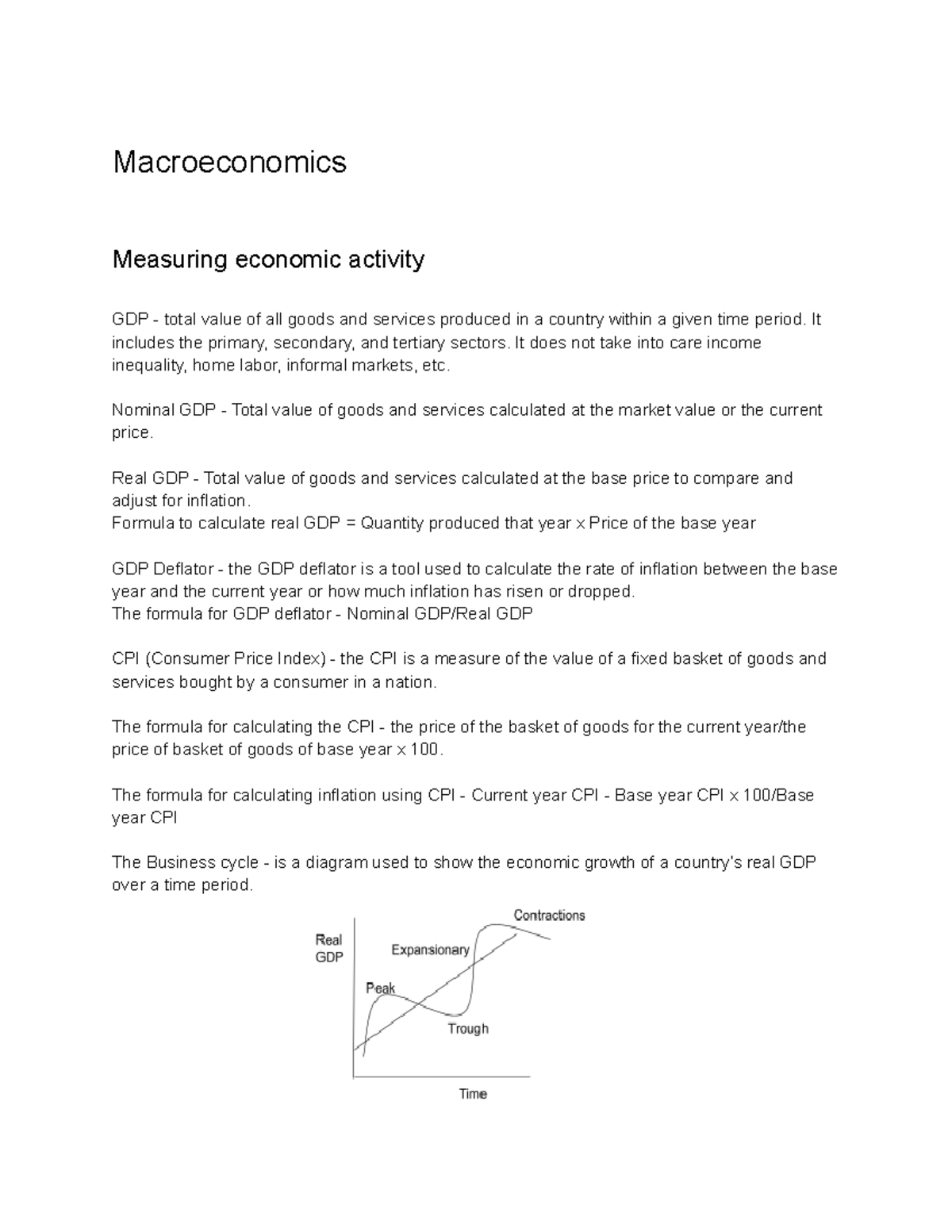 Macroeconomics - Macroeconomics Measuring economic activity GDP - total ...