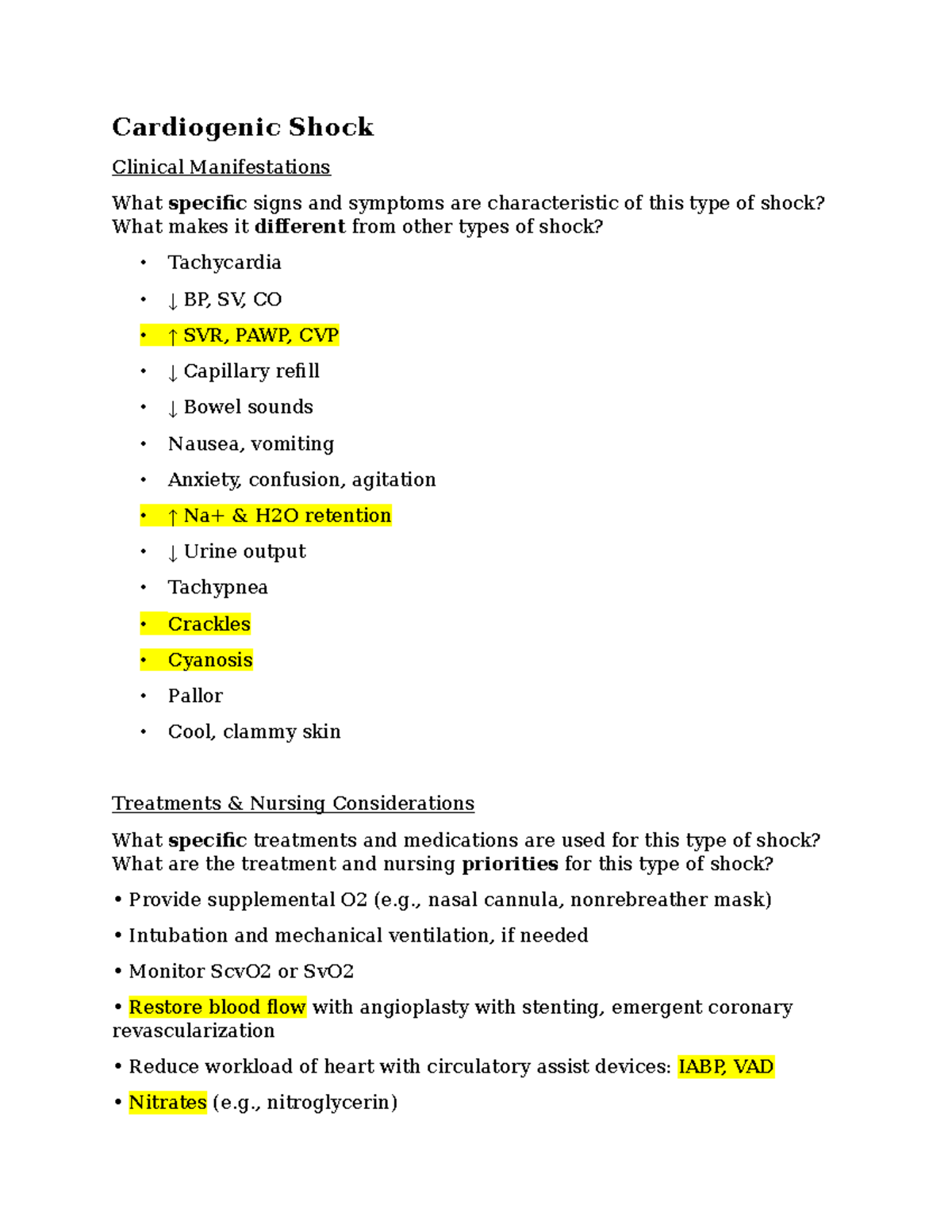Types of Shock - Cardiogenic Shock Clinical Manifestations What ...