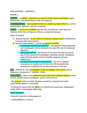 DRRR Module 1 - Disaster Readiness and Risk Reduction Quarter 2 ...