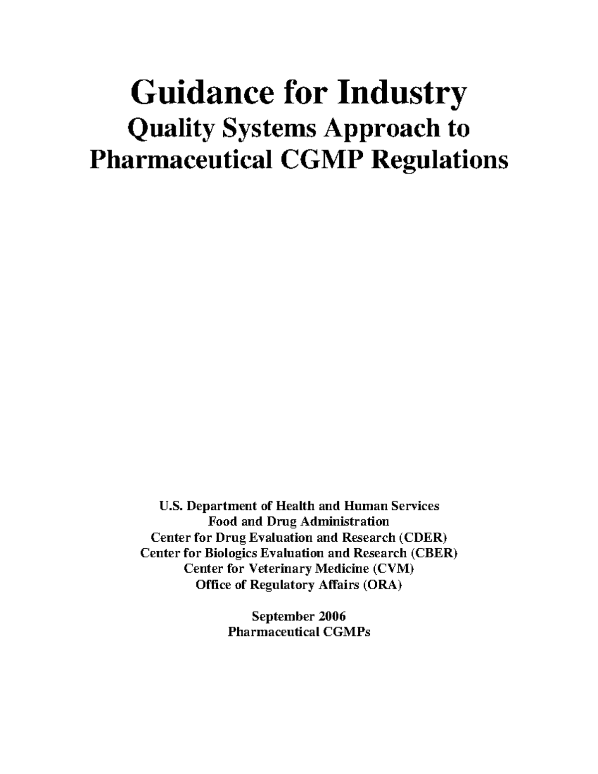 Quality Systems Guia FDA 0 0 - Guidance for Industry Quality Systems ...