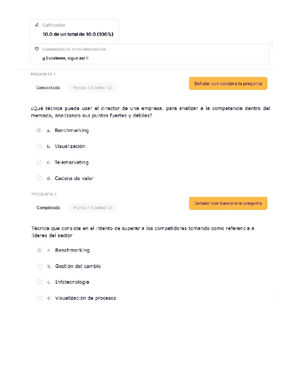 Gestión en procesos de negocio. Examen. Semana 4. Calificación 10 - Gestion en Procesos de ...