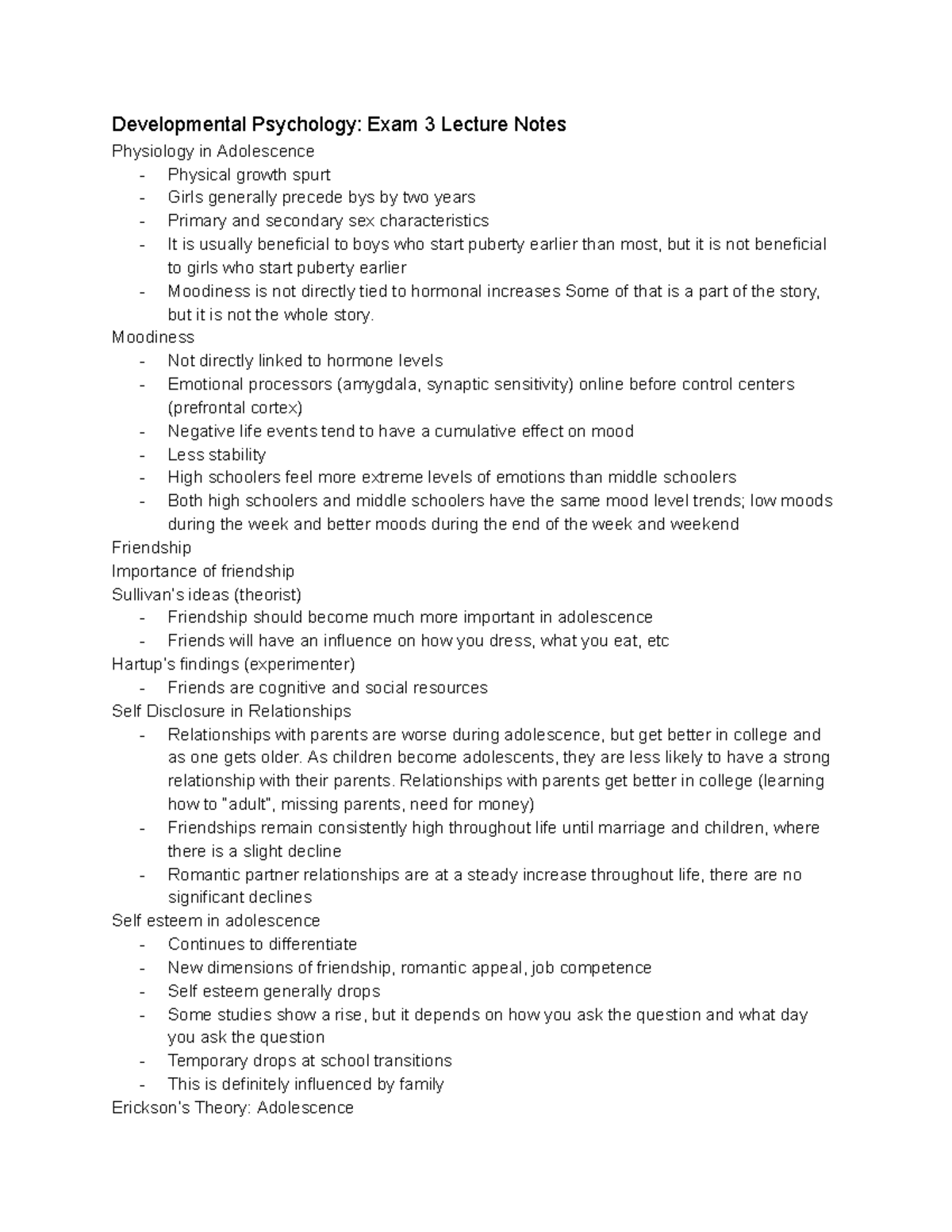 Developmental Psychology Exam 3 Lecture Notes - Moodiness - Not ...