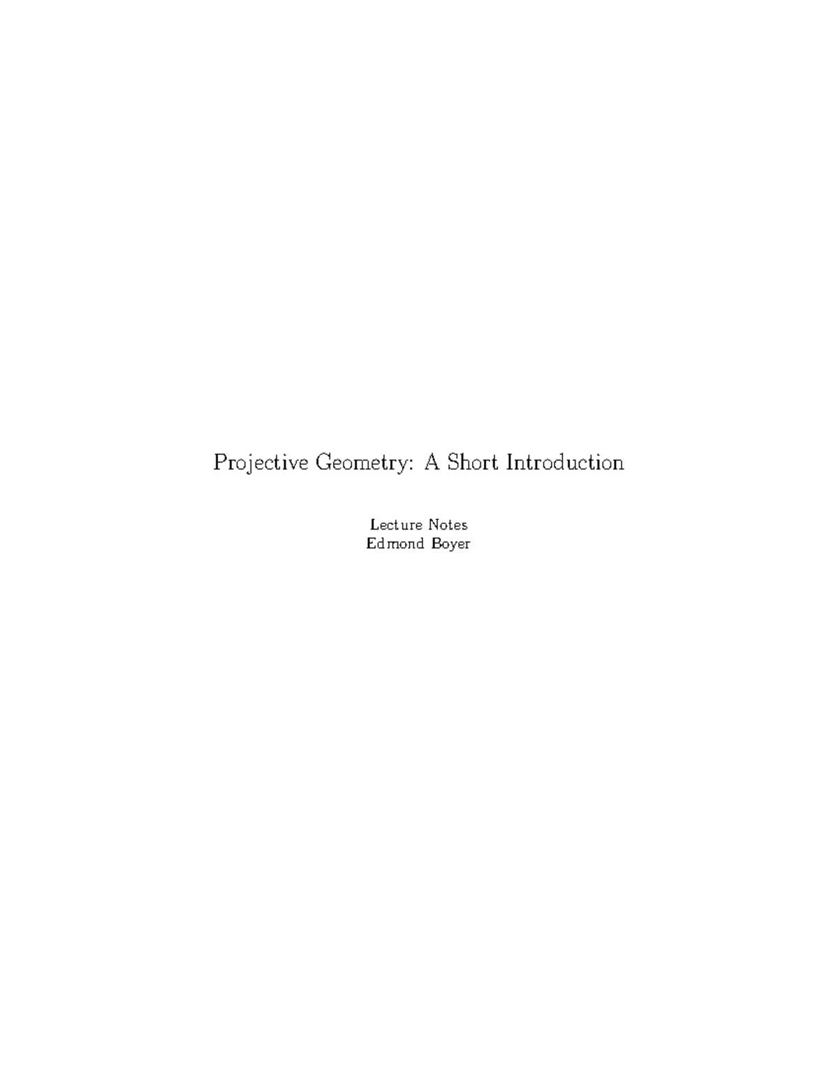 15. Projective Geometry A Short Introduction Autor Edmond Boyer ...