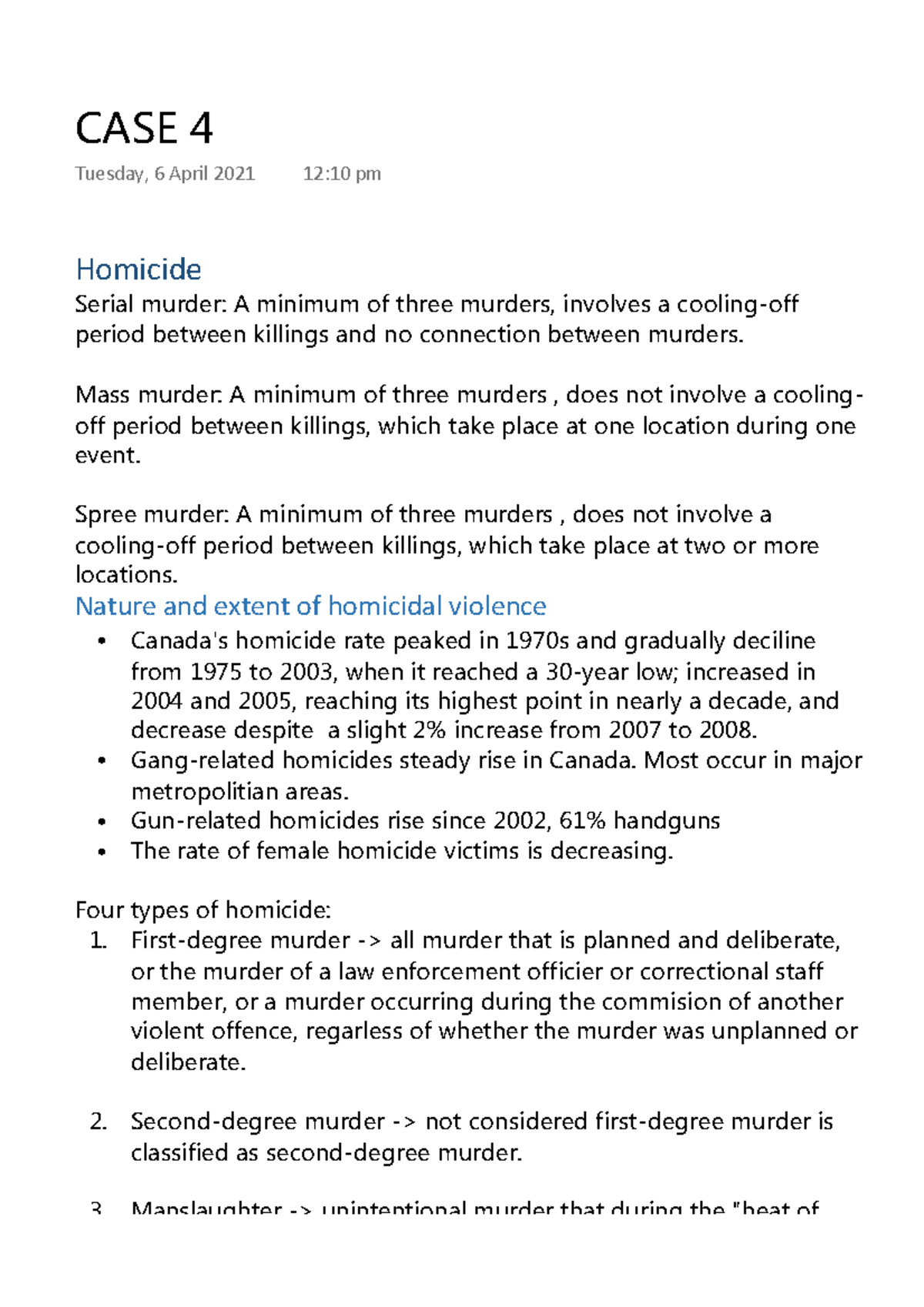 OLET2602 Module 4 - Homicide (case4) - Homicide Serial murder: A ...
