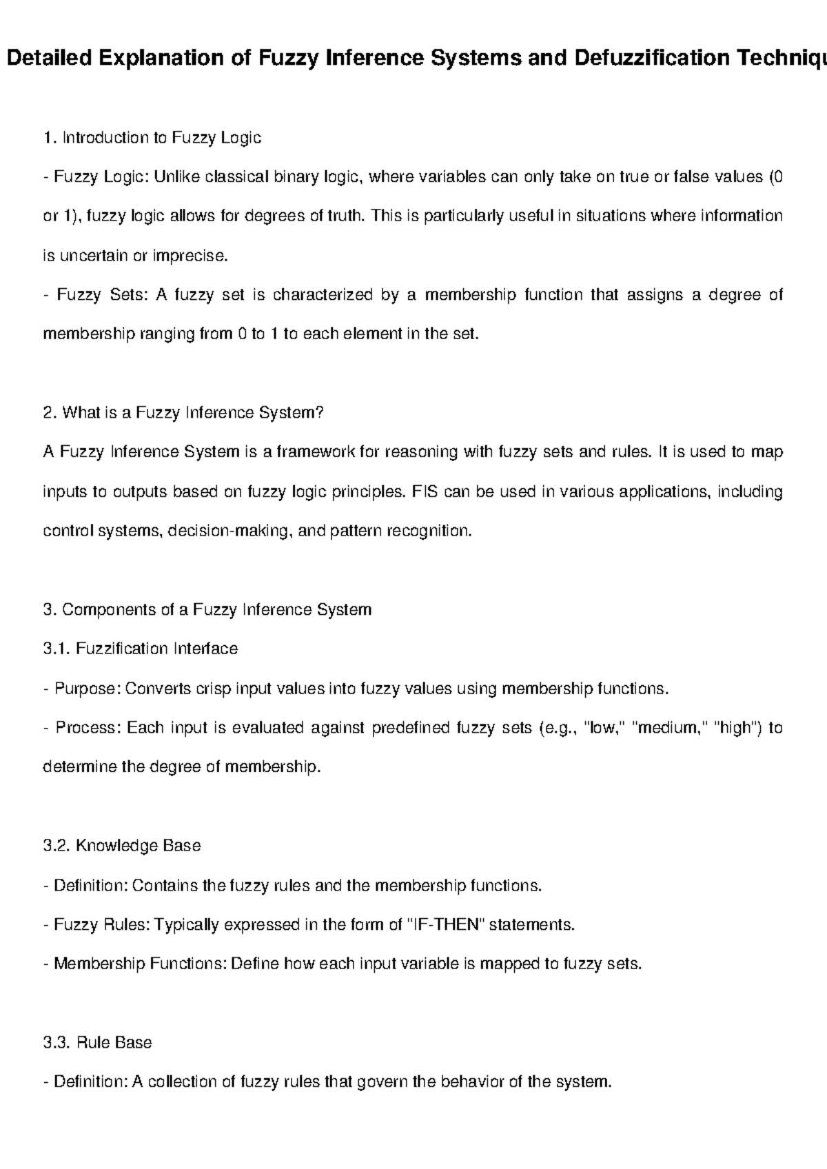 Fuzzy Inference Systems and Defuzzification Techniques - Detailed Explanation of Fuzzy Inference ...