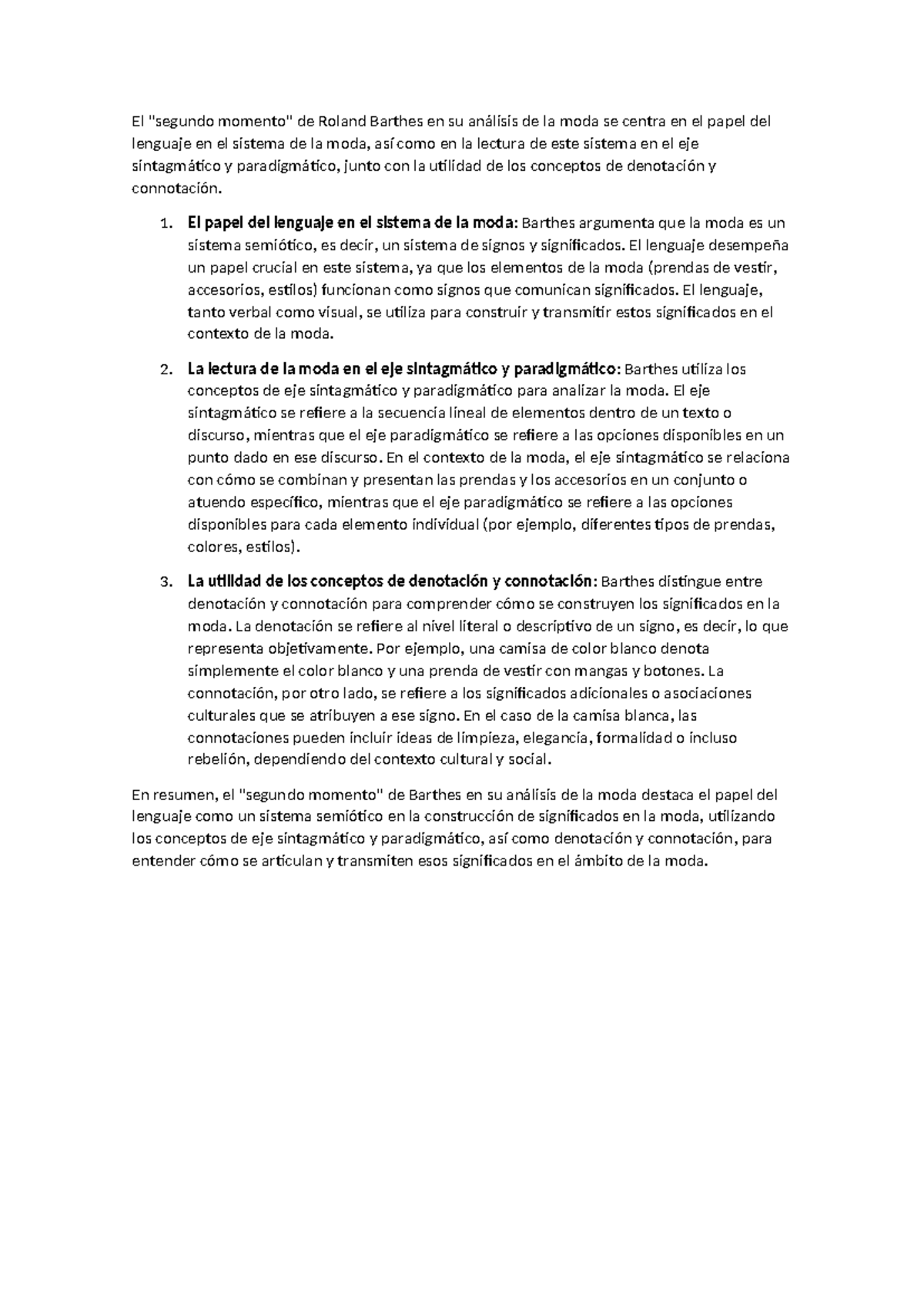 TP2 - El "segundo momento" de Roland Barthes en su análisis de la moda se centra en el - Studocu