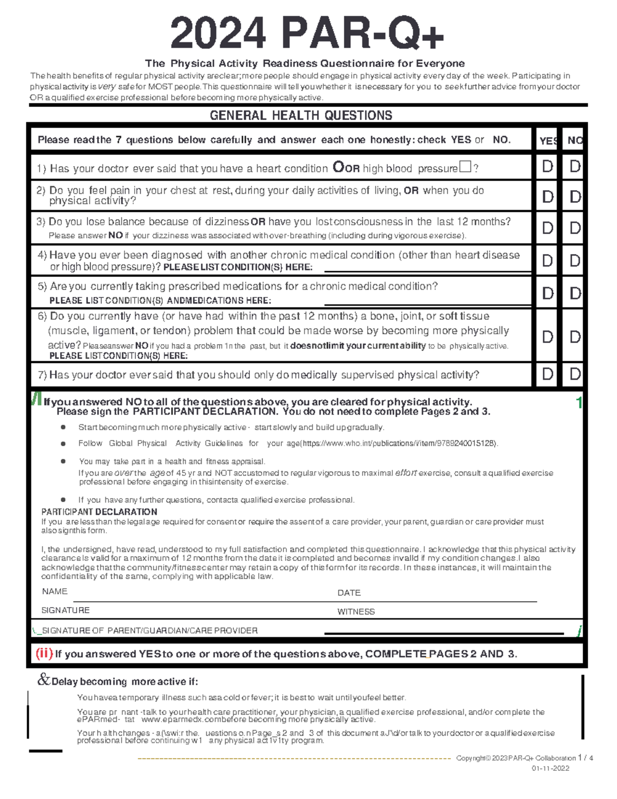 Par Q Plus 2024 pdf - Files - The Physical Activity Readiness Questionnaire for Everyone The ...