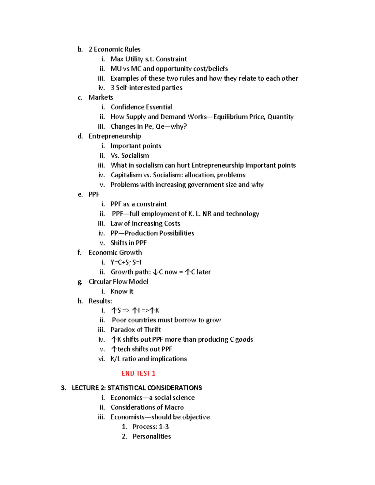 Macro 2030 Review Sheet-Fall 2024 - b. 2 Economic Rules i. Max Utility ...