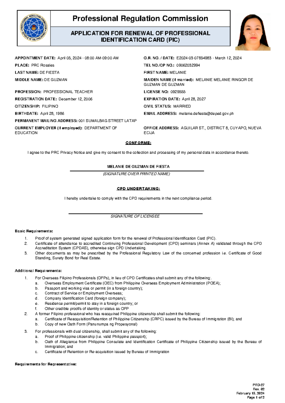 Renewal FORM - RE4FZR00LEO4 - Professional Regulation Commission ...