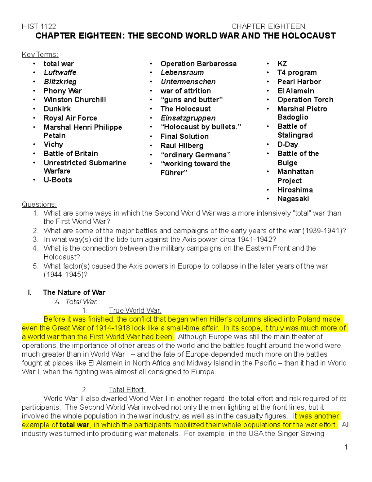 18 The Second World War and the Holocaust - CHAPTER EIGHTEEN: THE ...