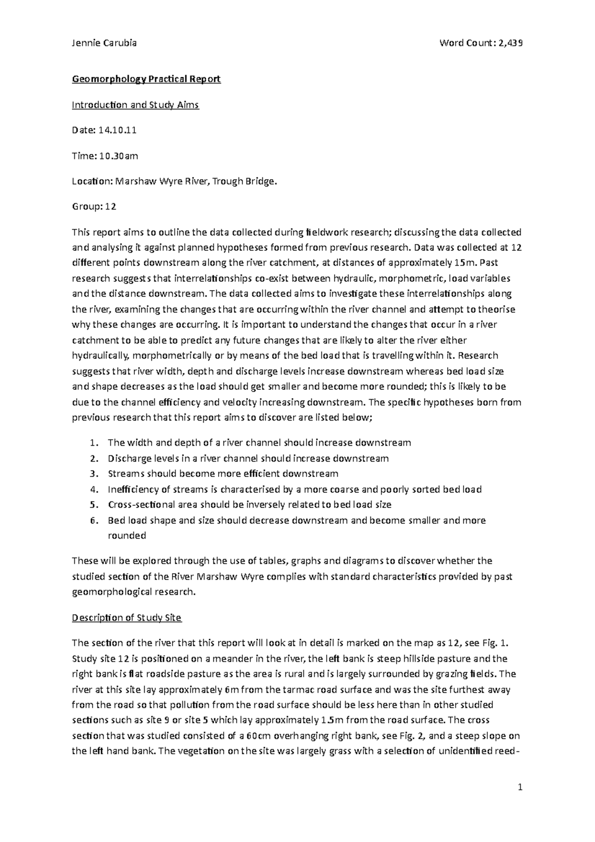 Geomorphology Practical Report - Geomorphology Practical Report ...
