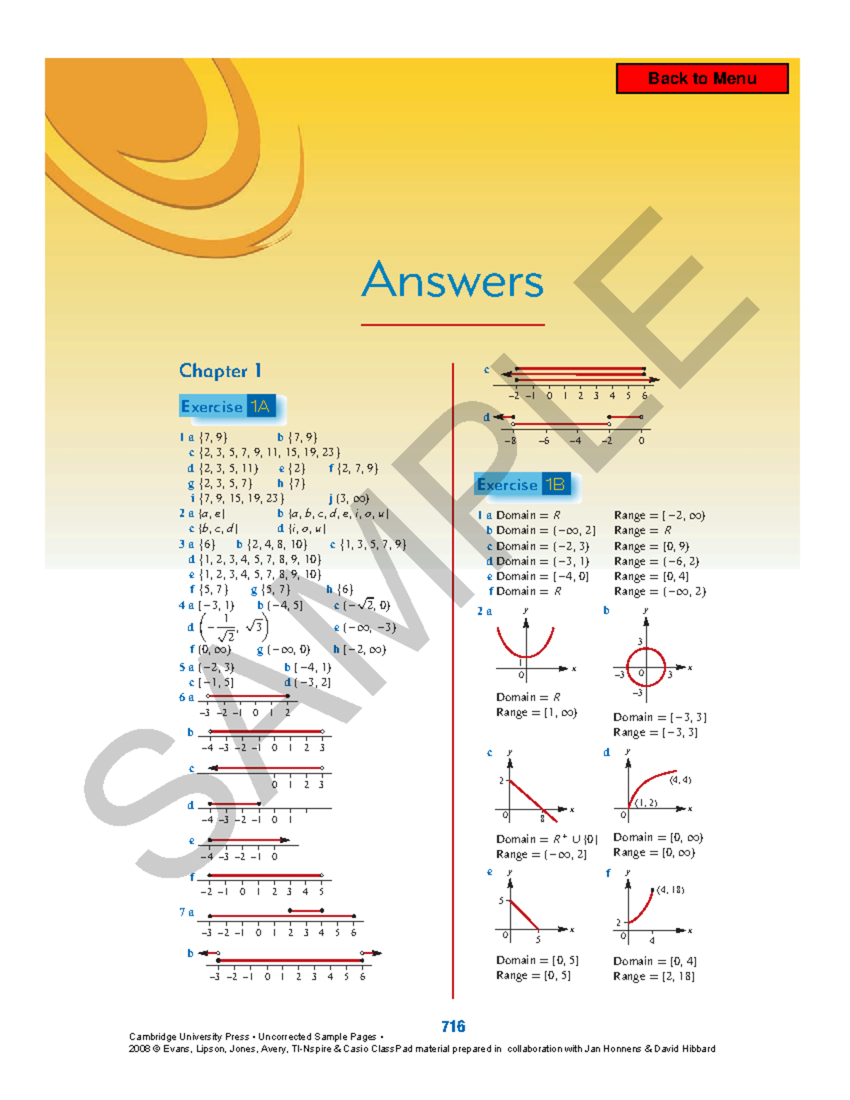 Cambridge Methods Year 12 - Answers Chapter 1 Exercise 1A 1 a {7, 9} b ...