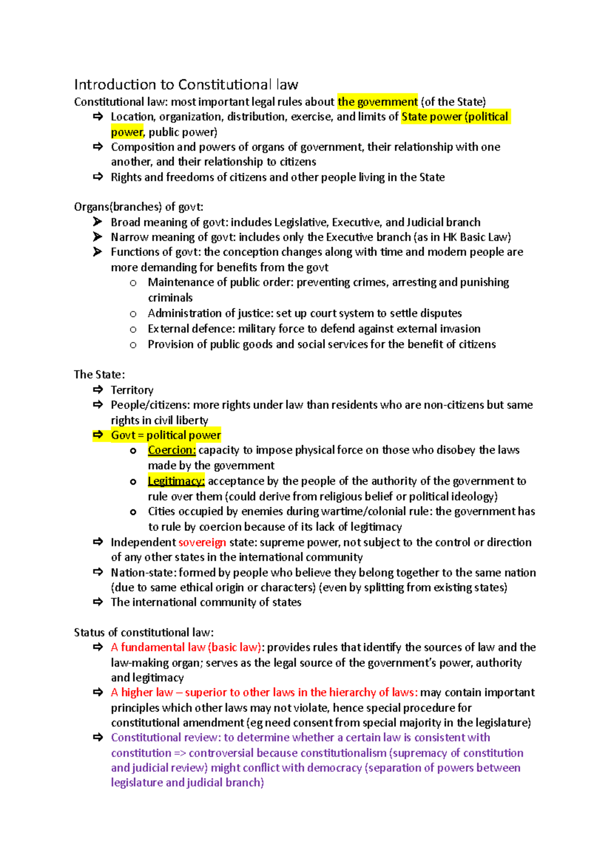 Constitutional law revision - Introduction to Constitutional law ...