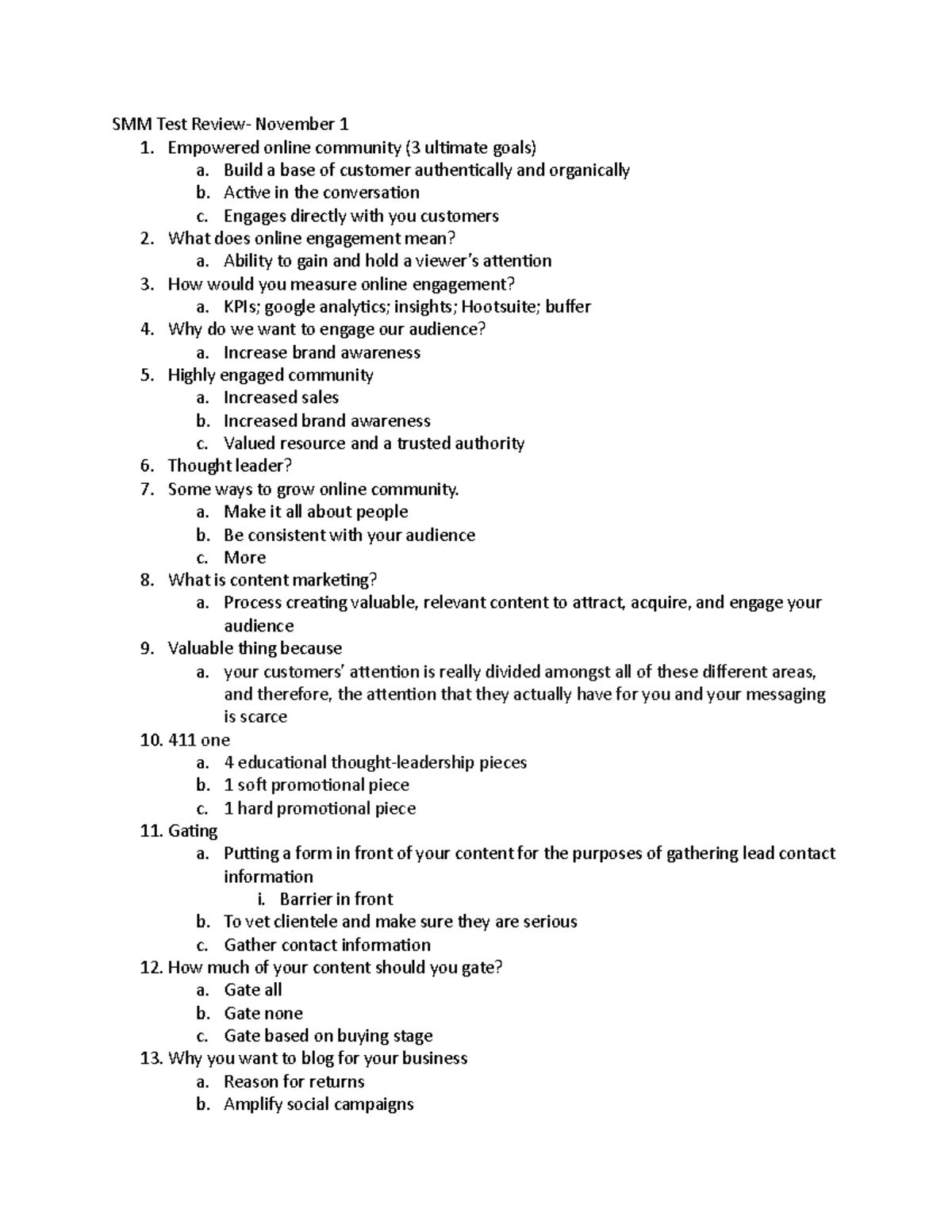 SMM Test Review - MKT 4223 - Mississippi State - Studocu